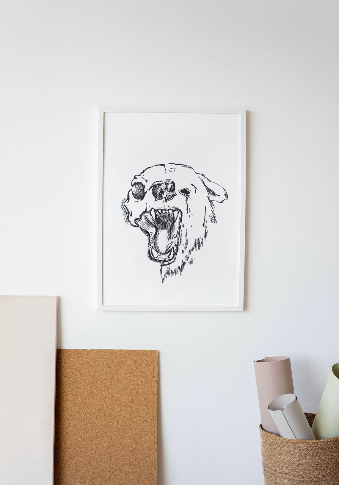 Simple Line Art Wall Decor, Bear Line Art, Fine Line Art Work ...