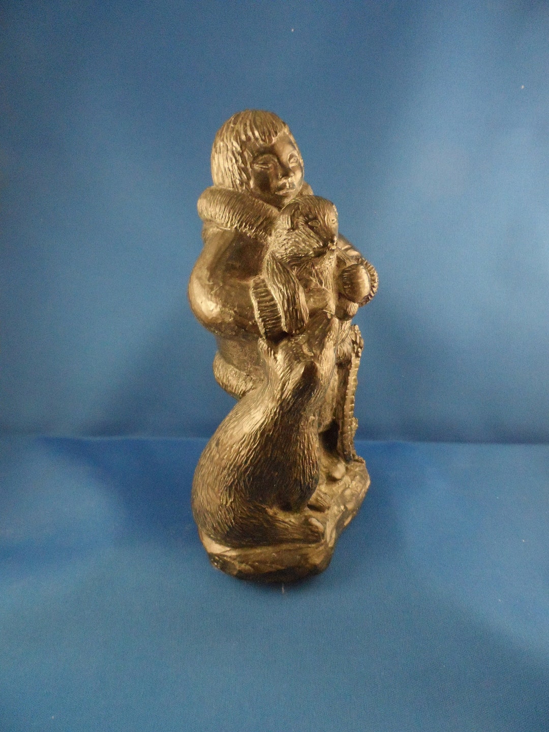 A Wolf Original the Wolf Sculptures Eskimo Inuit With Dogs Hand Made ...