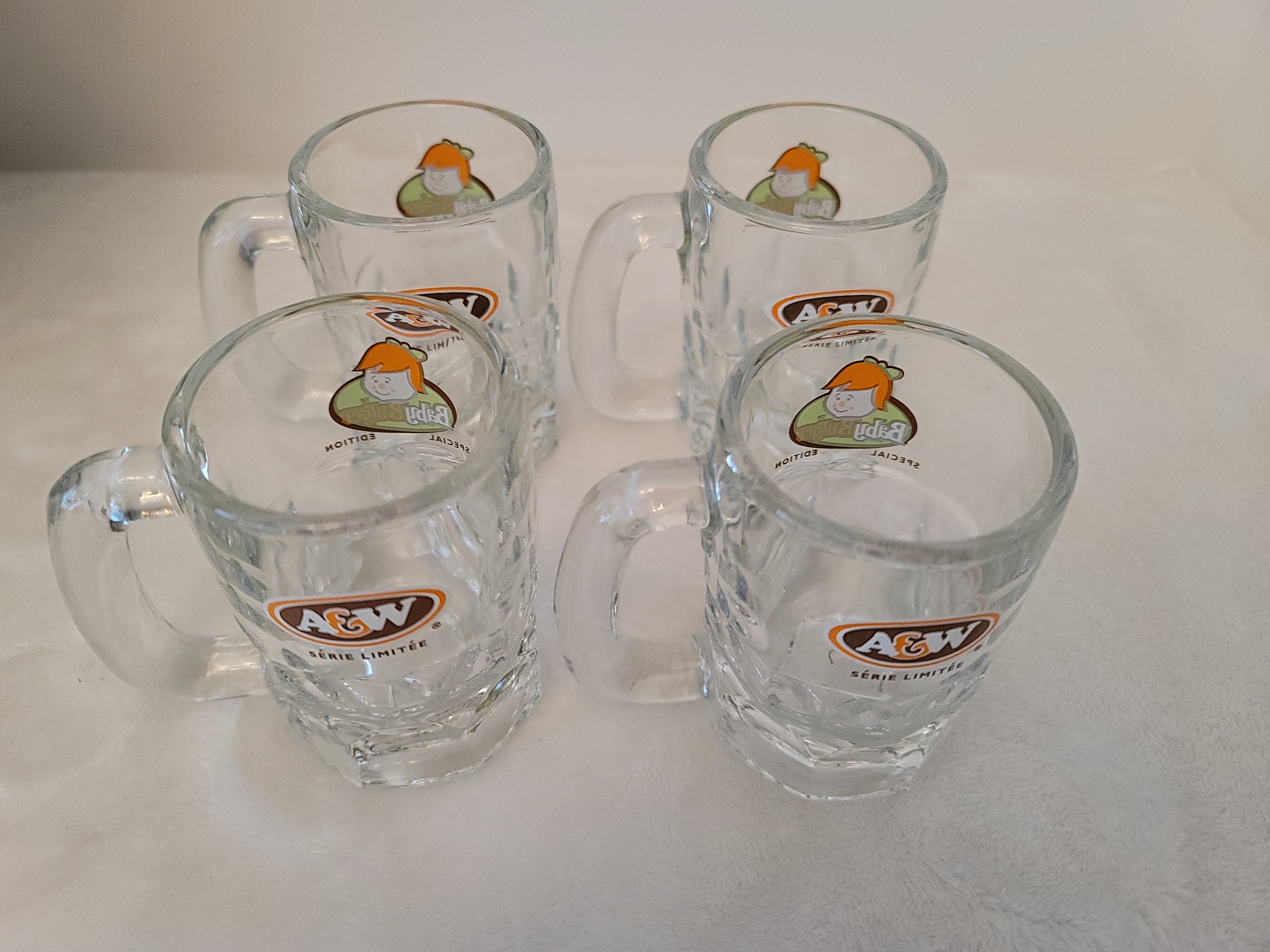 VINTAGE A & W BABY BURGER Root Beer Mugs Rare Glass Originals Great ...