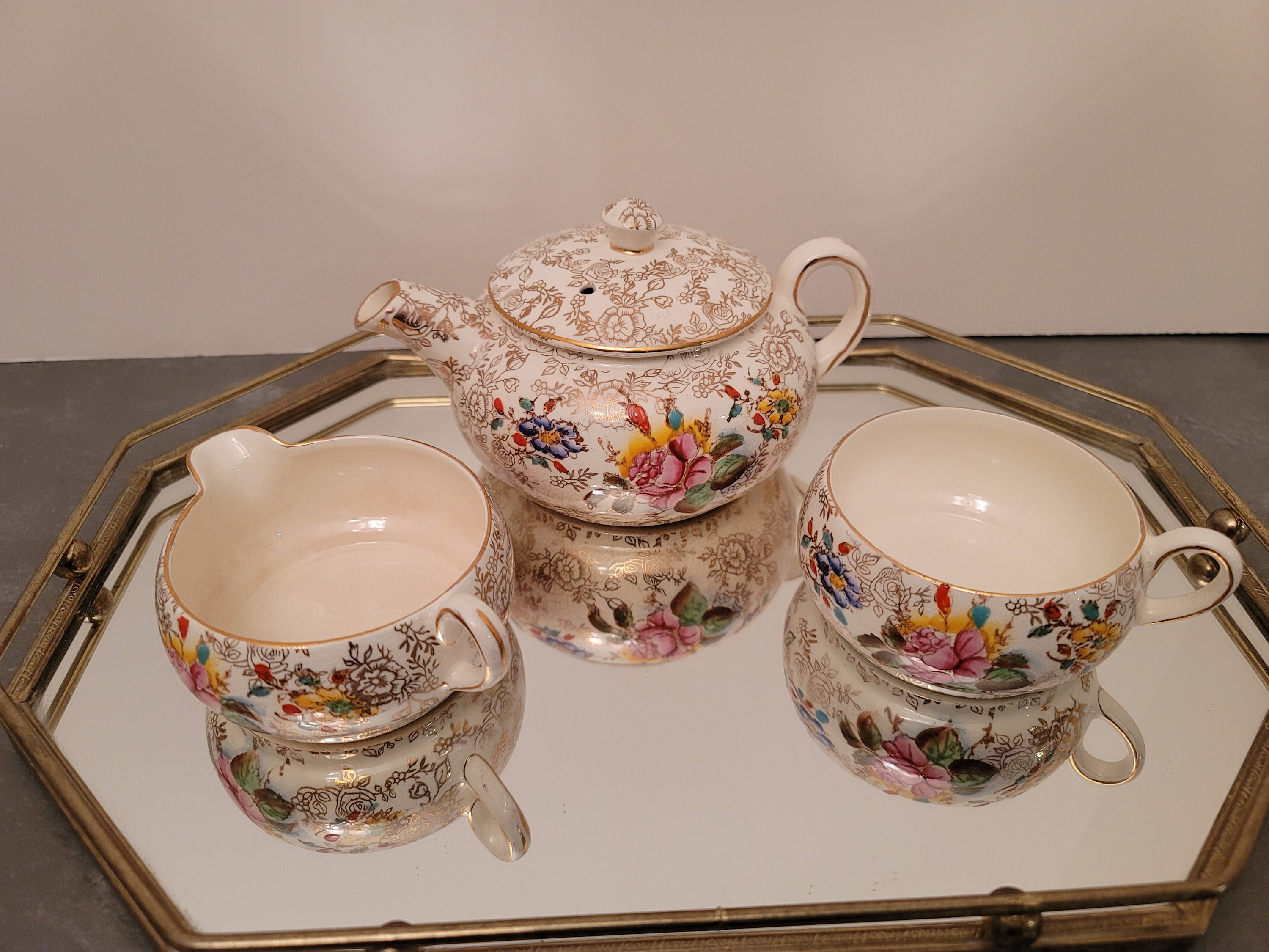 Vintage LORD NELSON Chintz Stacked Teapot W/ Cream and Sugar - Etsy Canada