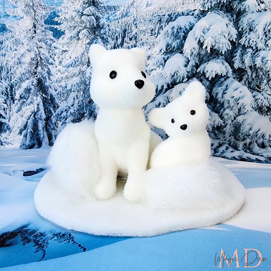 White Fox Christmas Decorations, Christmas Decorations of Fox Mom and ...