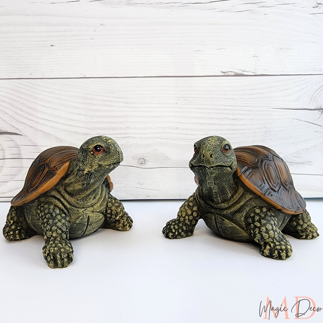Brown & Green Turtle, Resin Turtle, Turtle Decoration, Turtle Couple ...