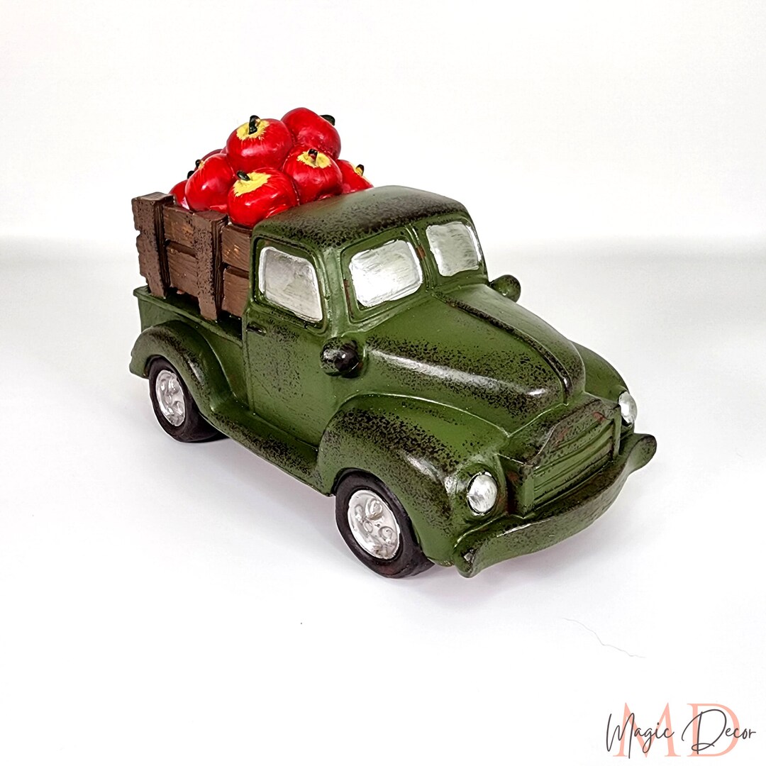 Distressed Green Truck & Apples Green Fall Truck With Apples, Farmhouse ...