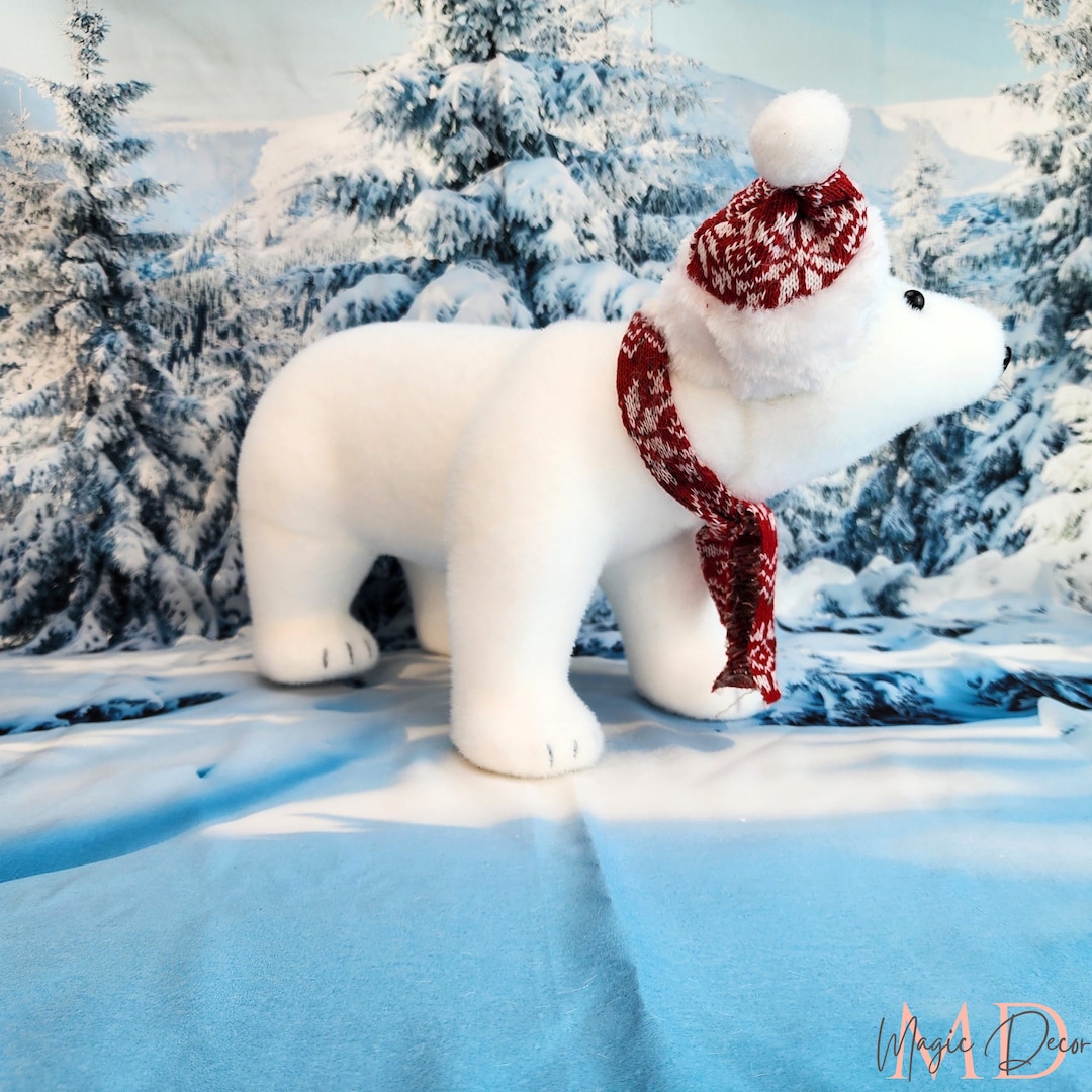 Polar Bear in Nordic Hat and Scarf Christmas Decor, Christmas Polar ...
