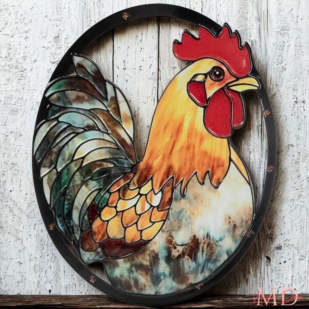 Metal Sign With Embossed Rooster, Hanging Rooster Decor, Colorful ...