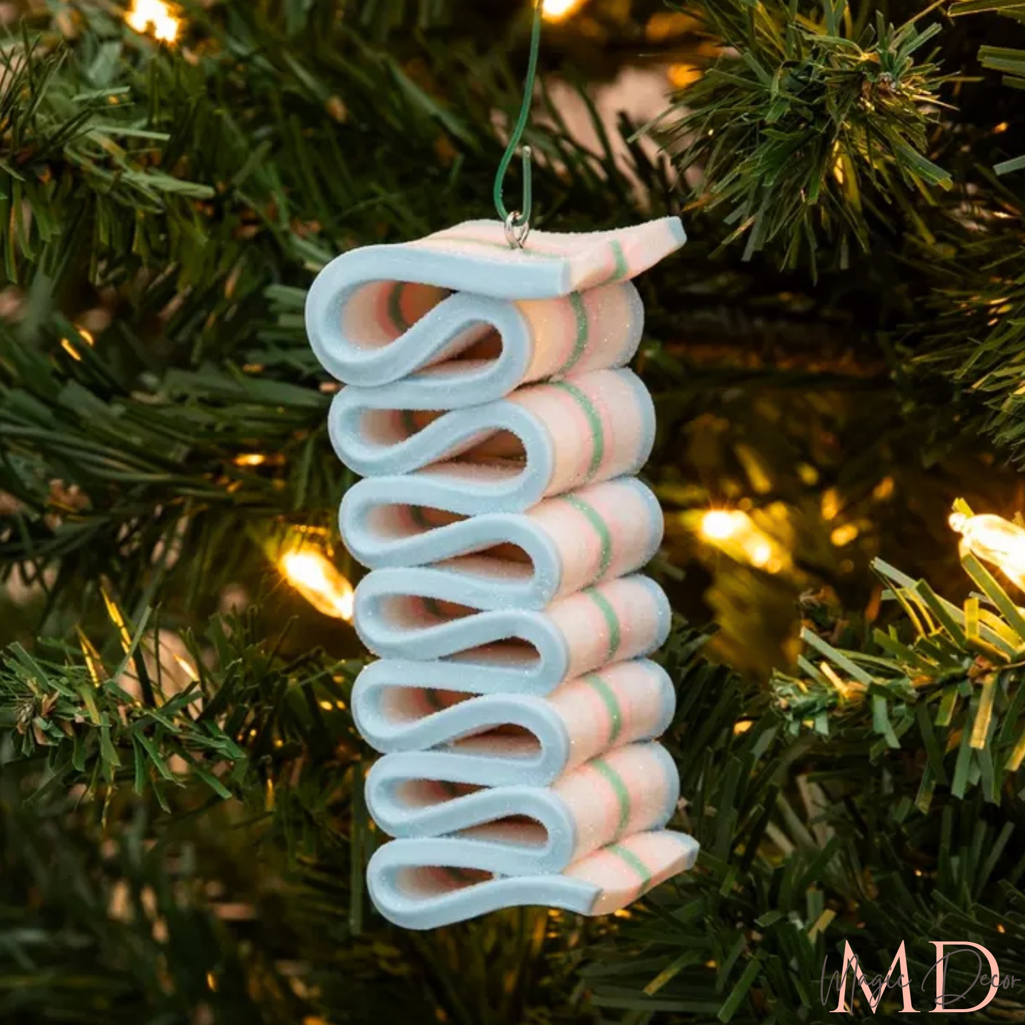 Pastel Ribbon Candy Ornament, Sugarcoat Ribbon Candy Christmas Ornaments Pink Blue Candyland ...