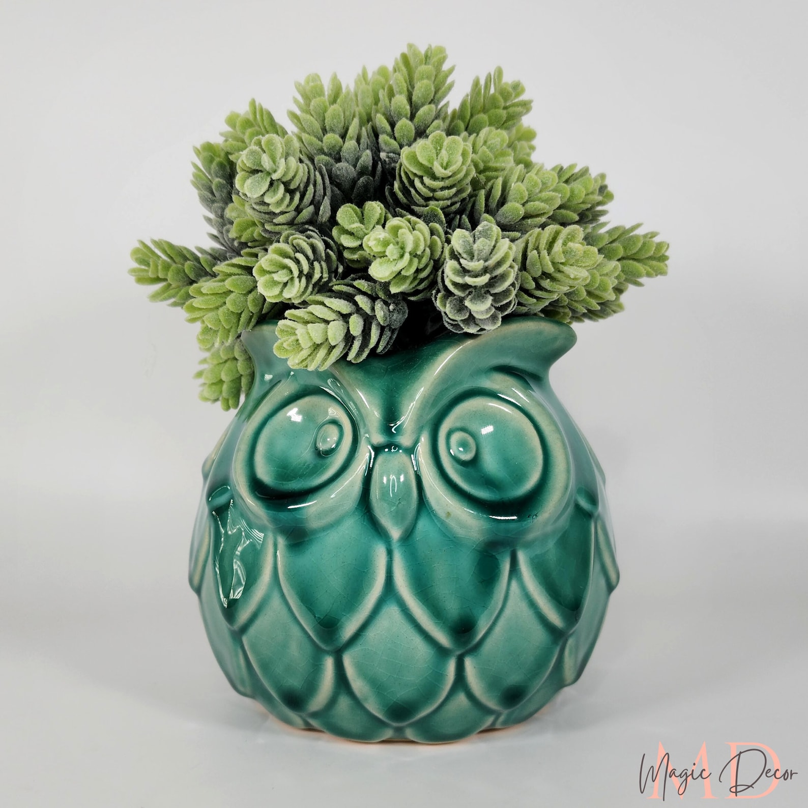 Ceramic Planter, Artificial Hops Plant in Ceramic Owl Pot, Animal ...