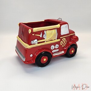 Fire Truck Planter, Fire Engine, Birthday Decorations, Ceramic Fire ...