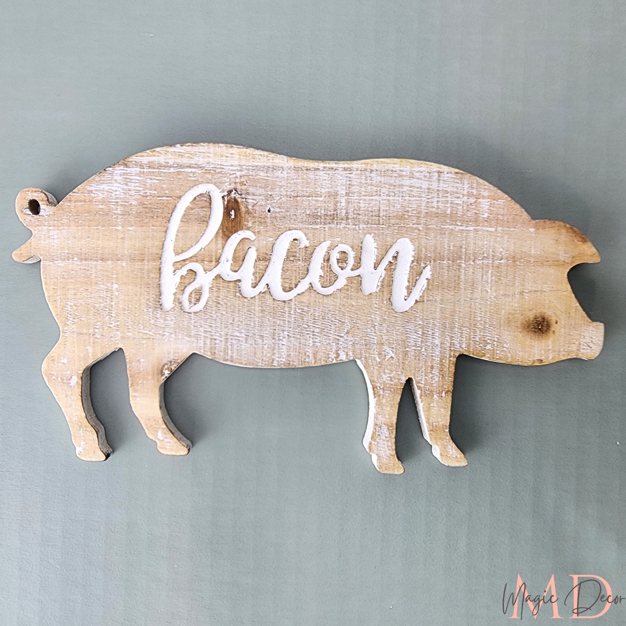 Whitewash Bacon Pig Wood Wall Decor Farmhouse Country Pig - Etsy