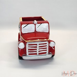 Fire Truck Planter, Fire Engine, Birthday Decorations, Ceramic Fire ...