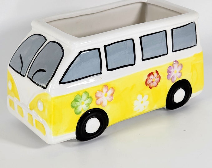 Ceramic VW Bus Planter, Hippie Bus Ceramic Planter, Groovy 70s 80s ...