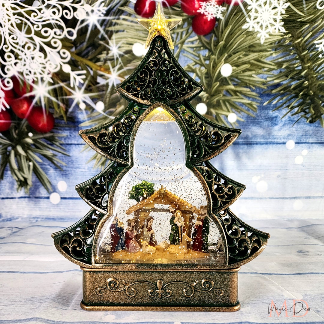 Luminous Manger Tree Water Bubble With Snow Effect, Artificial ...