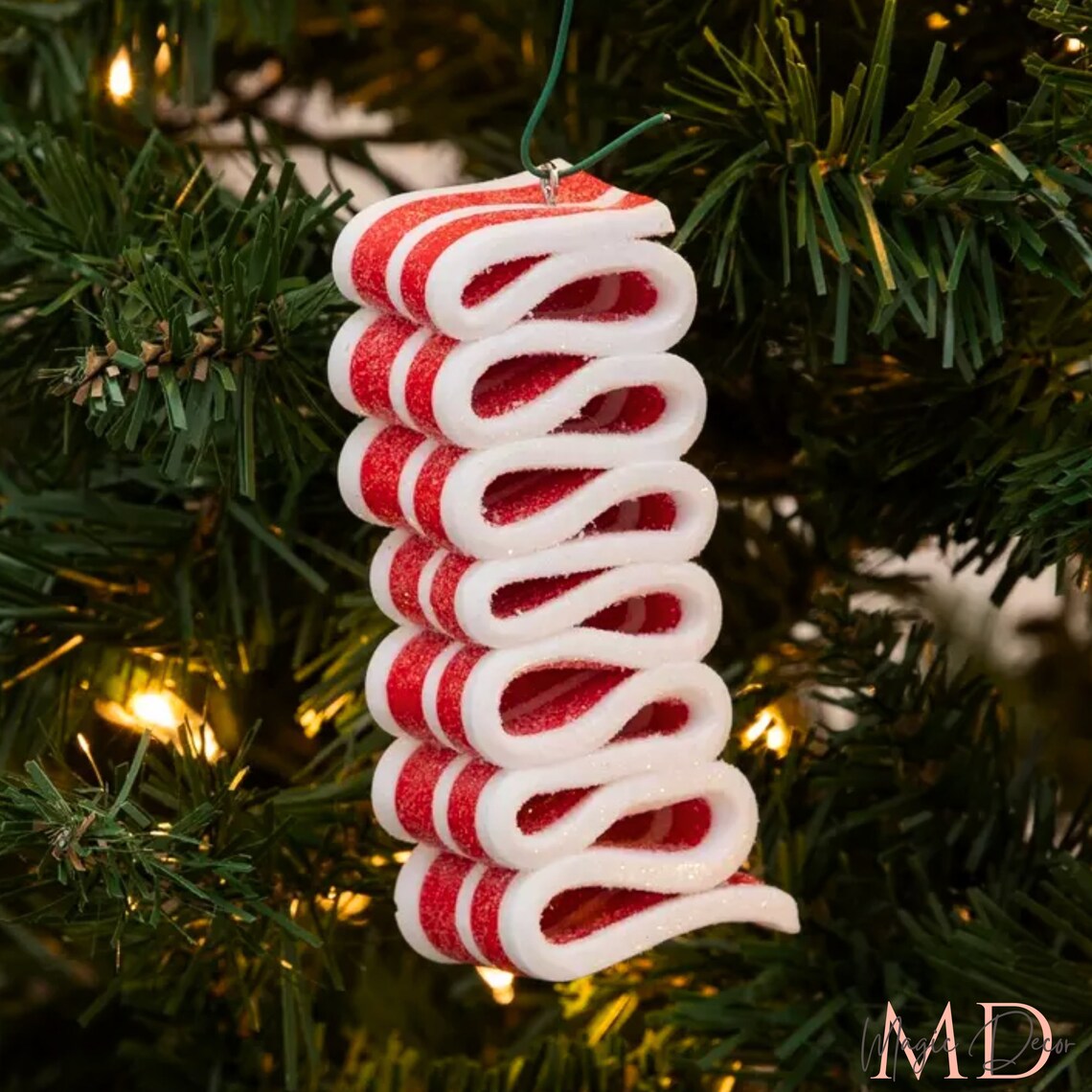 Frosted Candy Ribbon Ornament, Sugarcoat Ribbon Candy Christmas ...