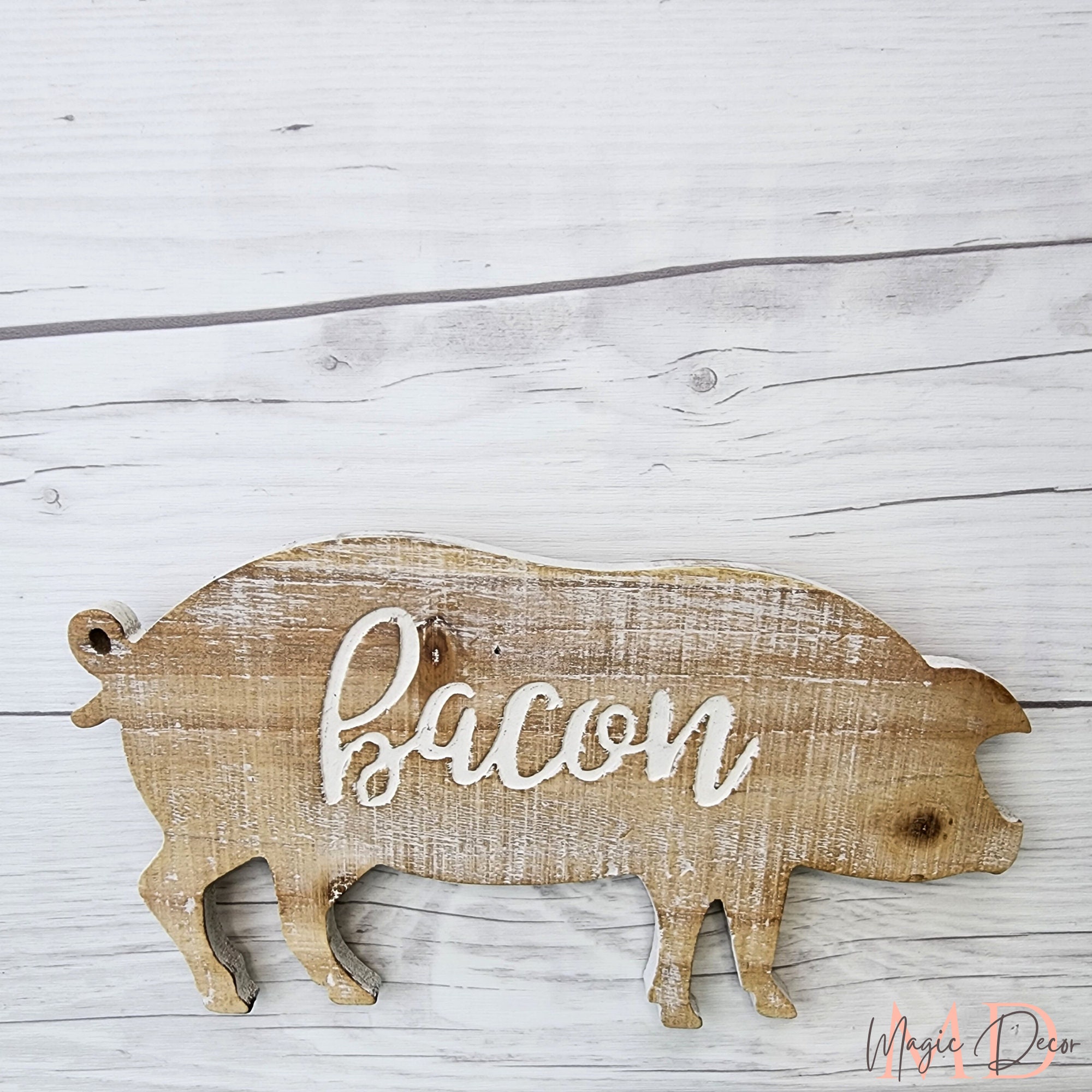 Whitewash Bacon Pig Wood Wall Decor Farmhouse Country Pig - Etsy