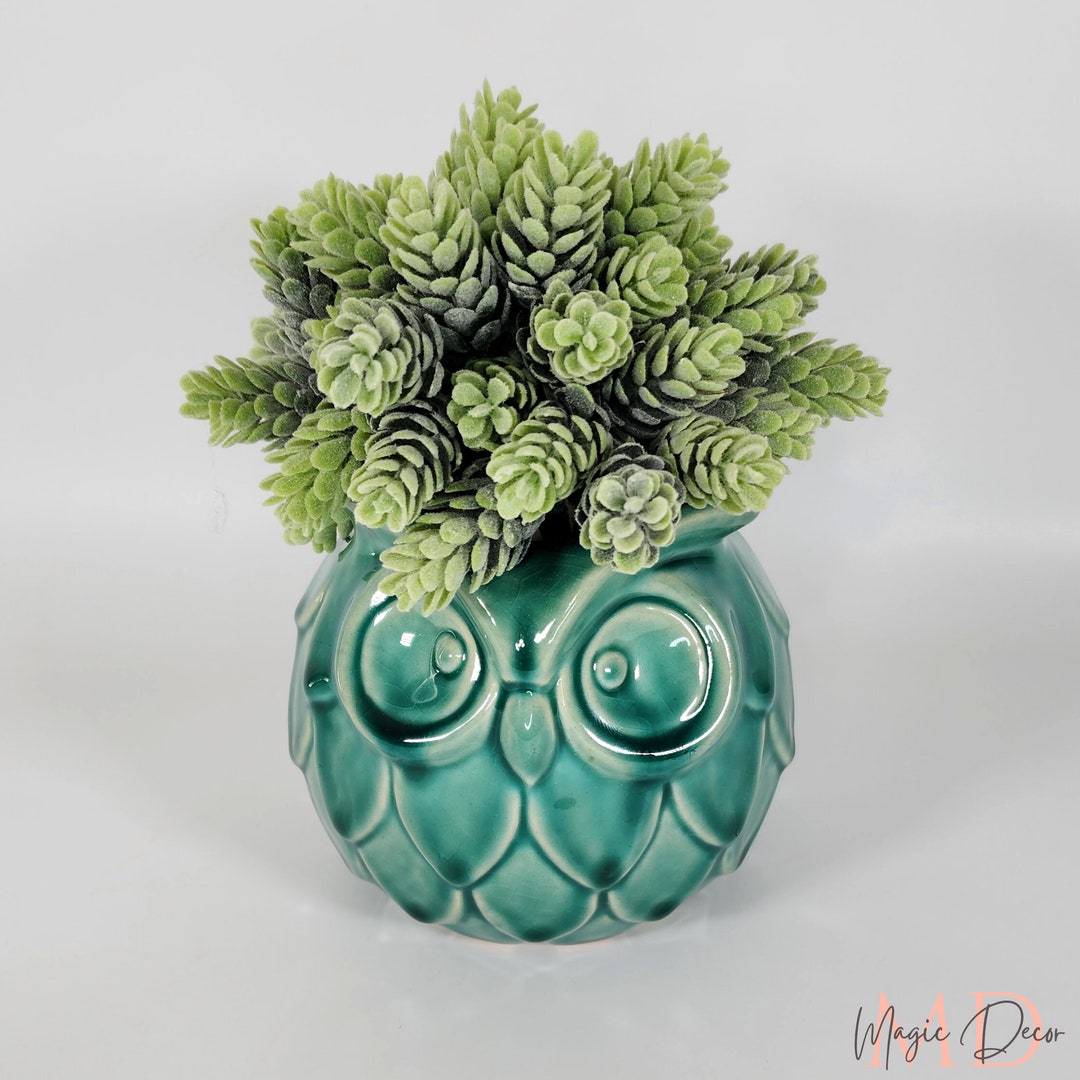 Ceramic Planter Artificial Hops Plant in Ceramic Owl Pot - Etsy