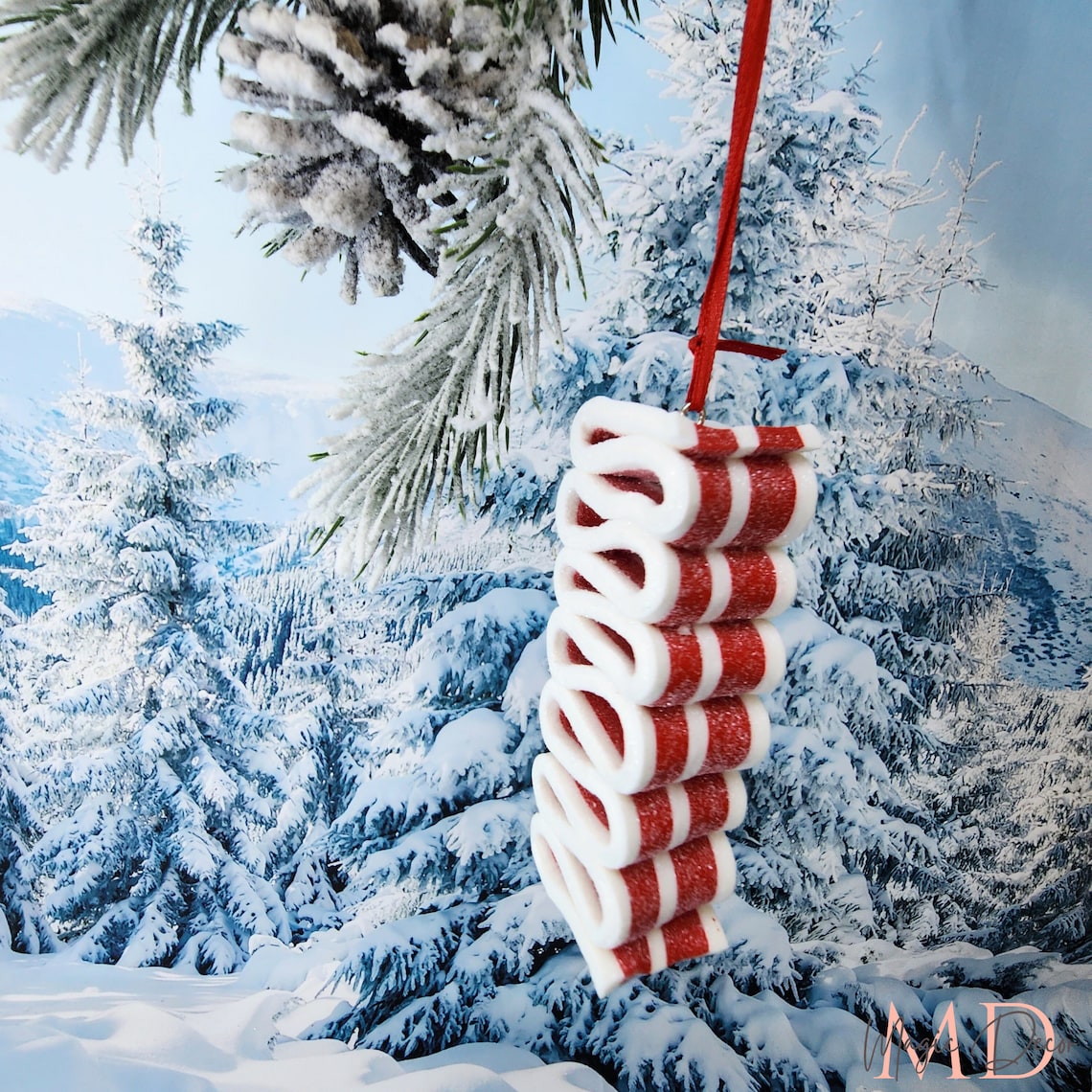 Frosted Candy Ribbon Ornament, Sugarcoat Ribbon Candy Christmas ...