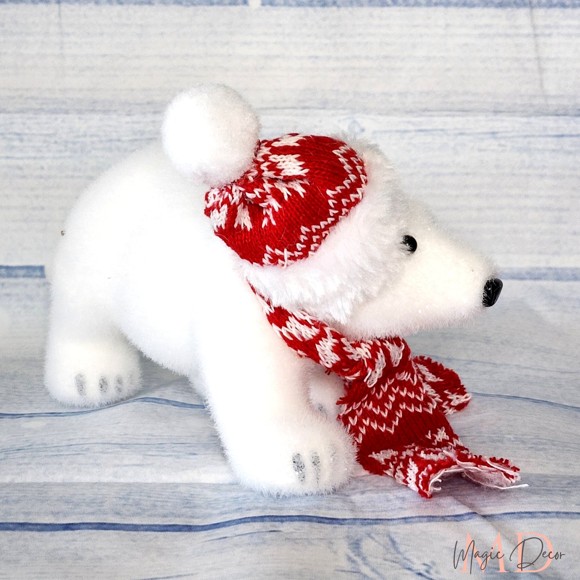 Polar Bear in Nordic Hat and Scarf Christmas Decor, Christmas Polar ...