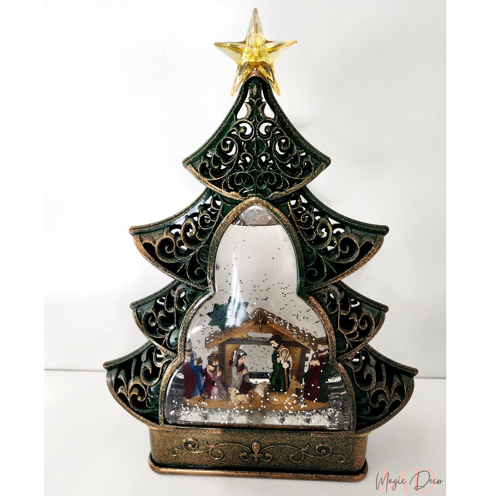 Luminous Manger Tree Water Bubble With Snow Effect, Artificial ...