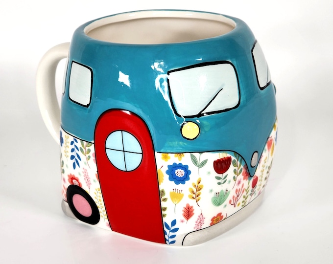 RV Camper Ceramic Mug With Relief Details, Oversize Coffee Mug, Camper ...