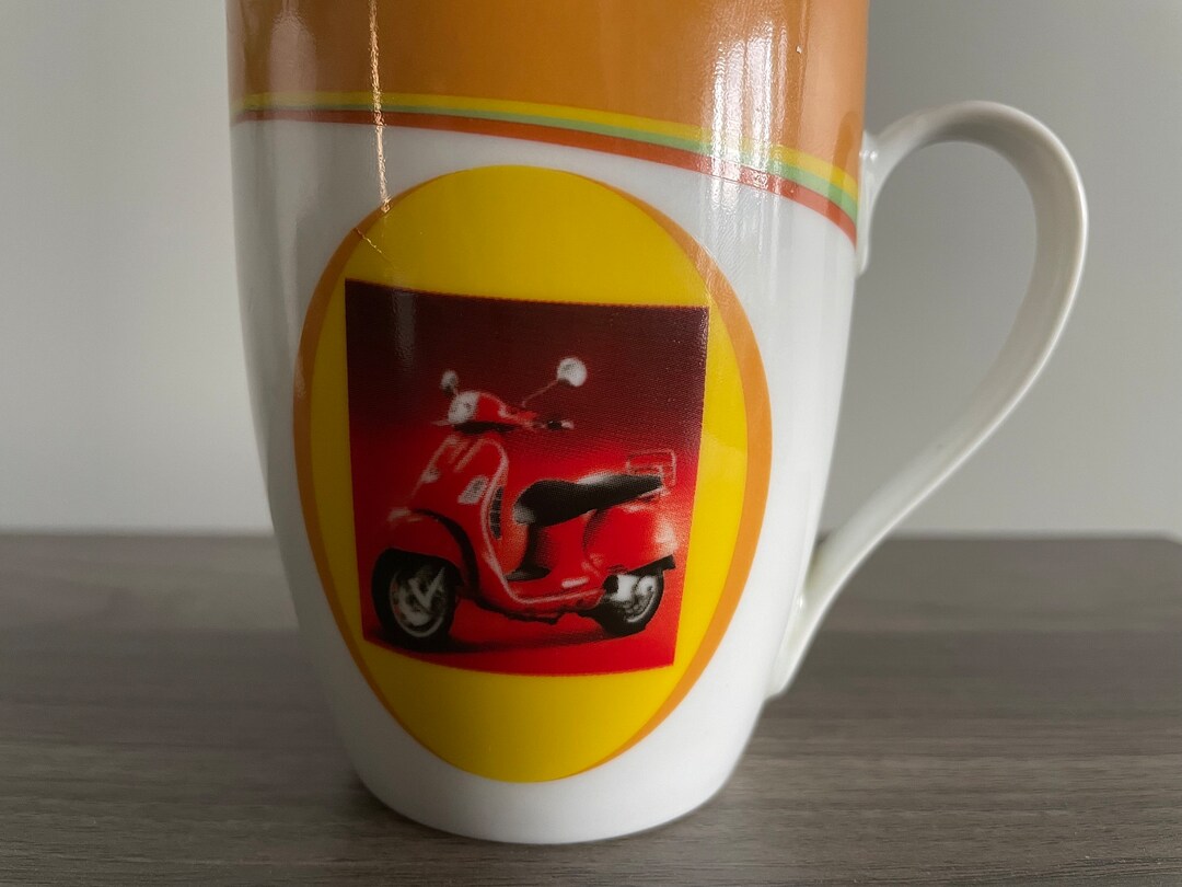 Vintage Unique Vespa Porcelain Coffee Mug - Vespa Italy Tea Cup - Retro ...