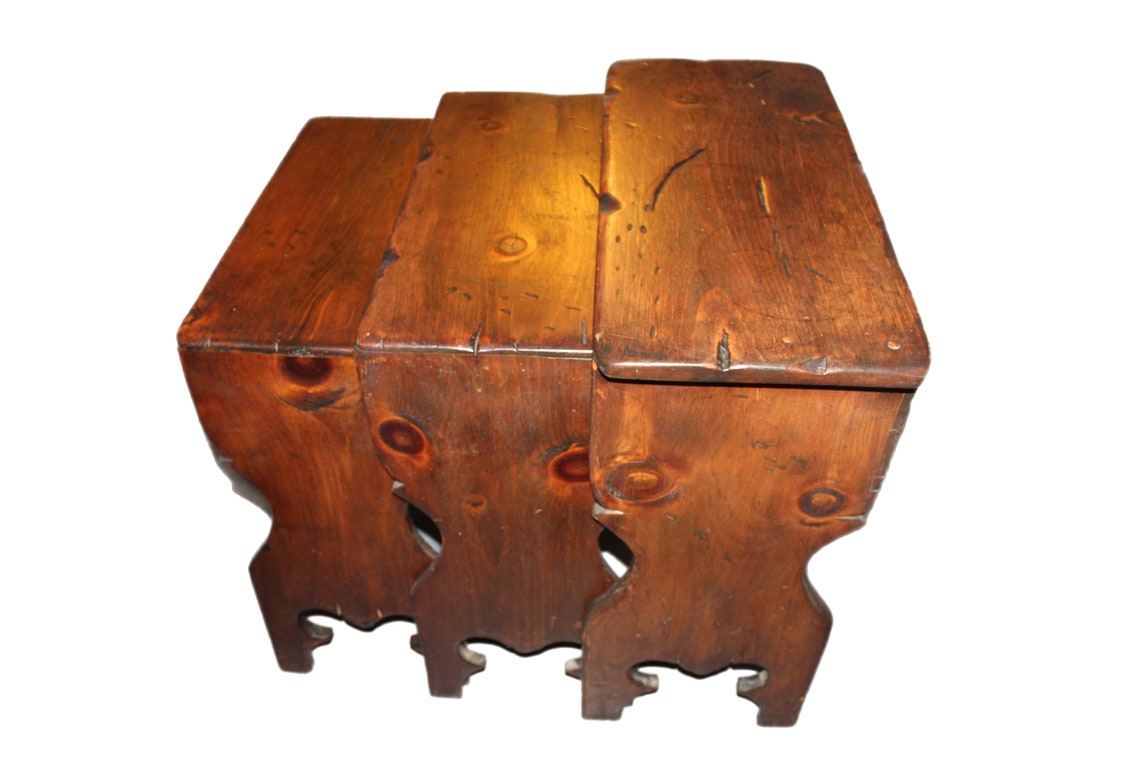 Antique Primitive Rustic Farmhouse Nesting Tables Rare Find - Etsy