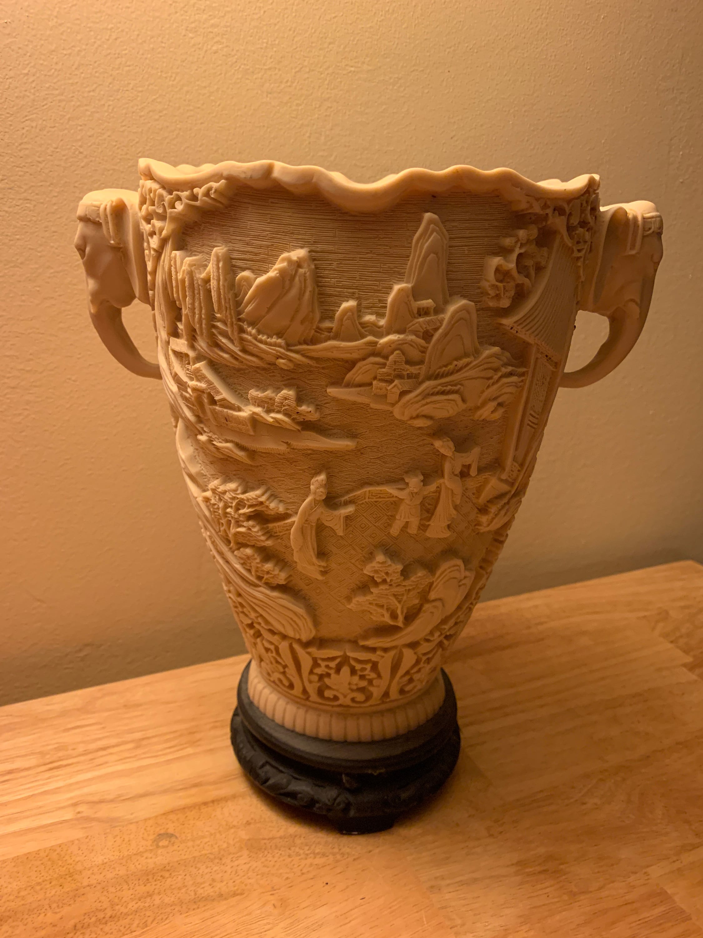 Antique Oriental Handcarved Ivory Vase - Etsy