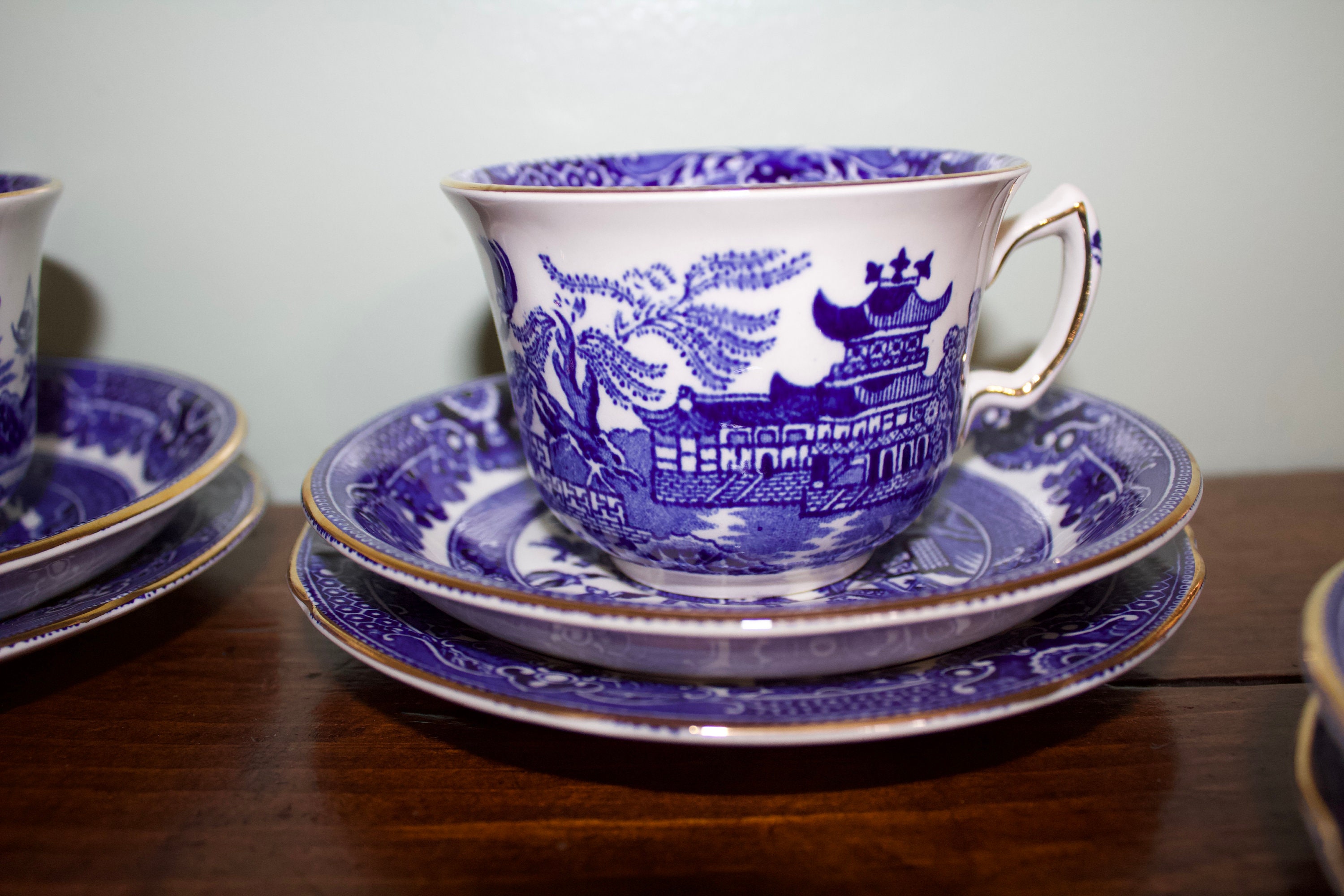 Vintage Burleigh Ware Blue Willow Set for 4. - Etsy