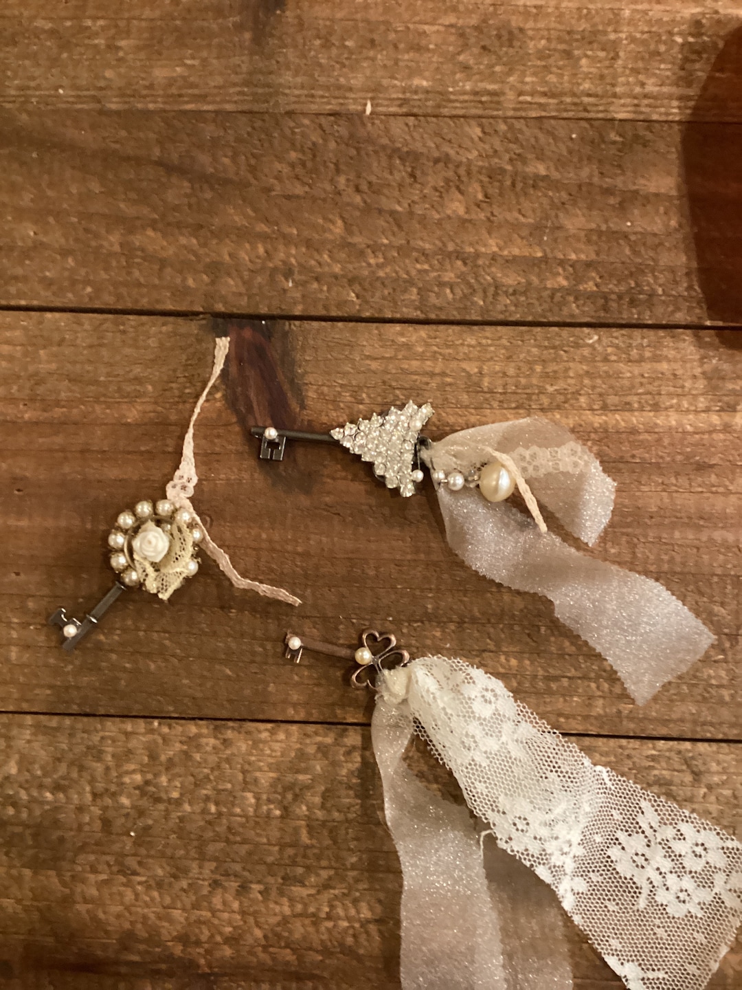 Blinged Out Vintage Keys With Ribbon - Etsy