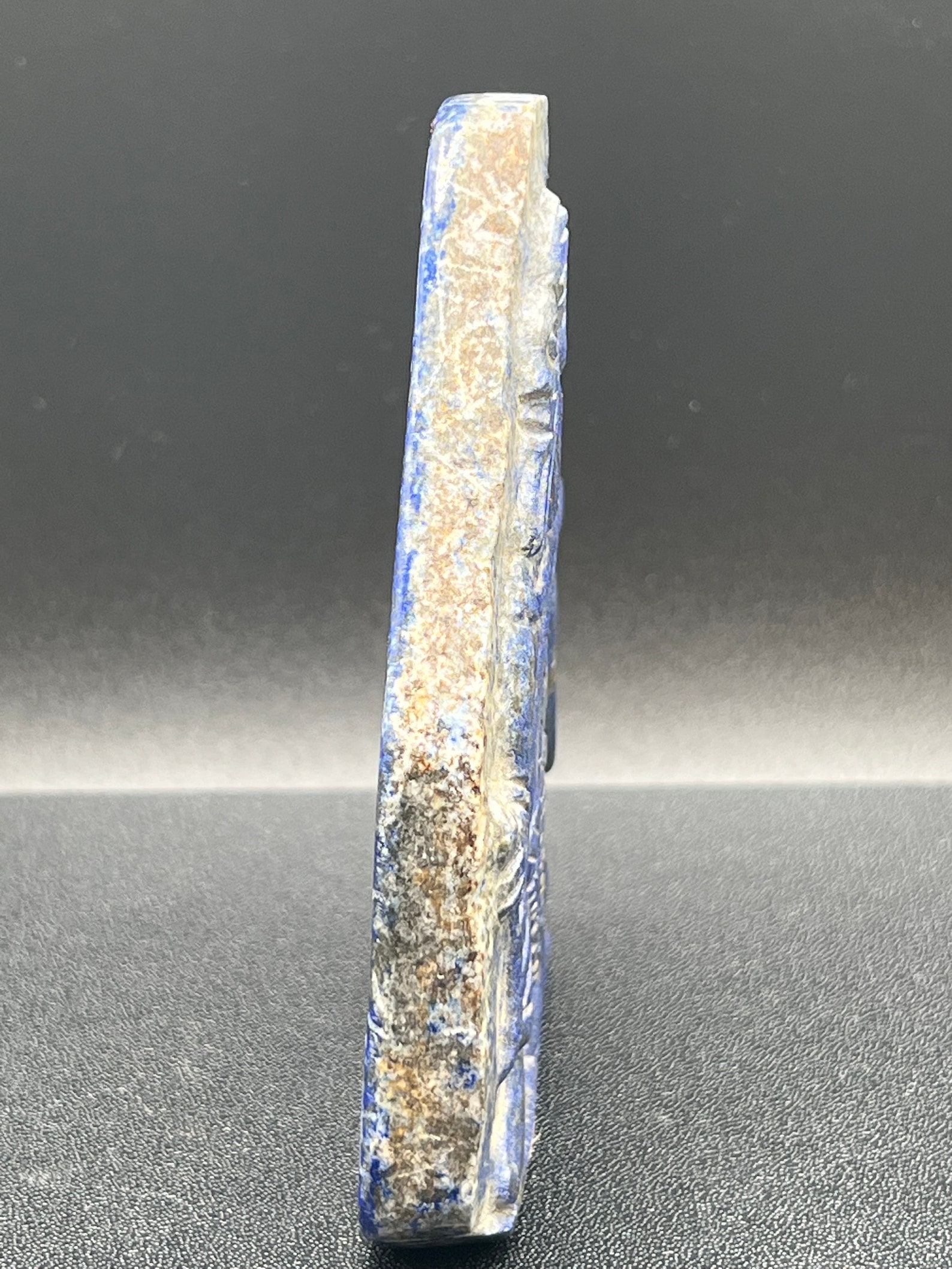 Vintage Engraved Lapiz Lazuli Stone, Intaglio King Statue With Two ...