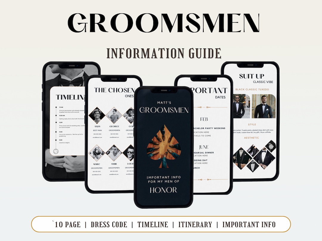 Groomsmen Information Guide Template: Wedding Timeline & Checklist ...