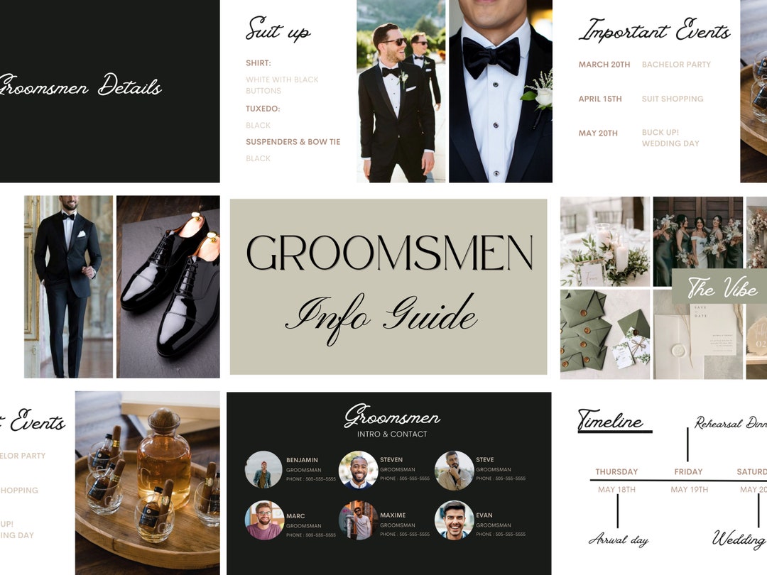 Groomsmen Information Template: Wedding Details & Timeline (digital ...