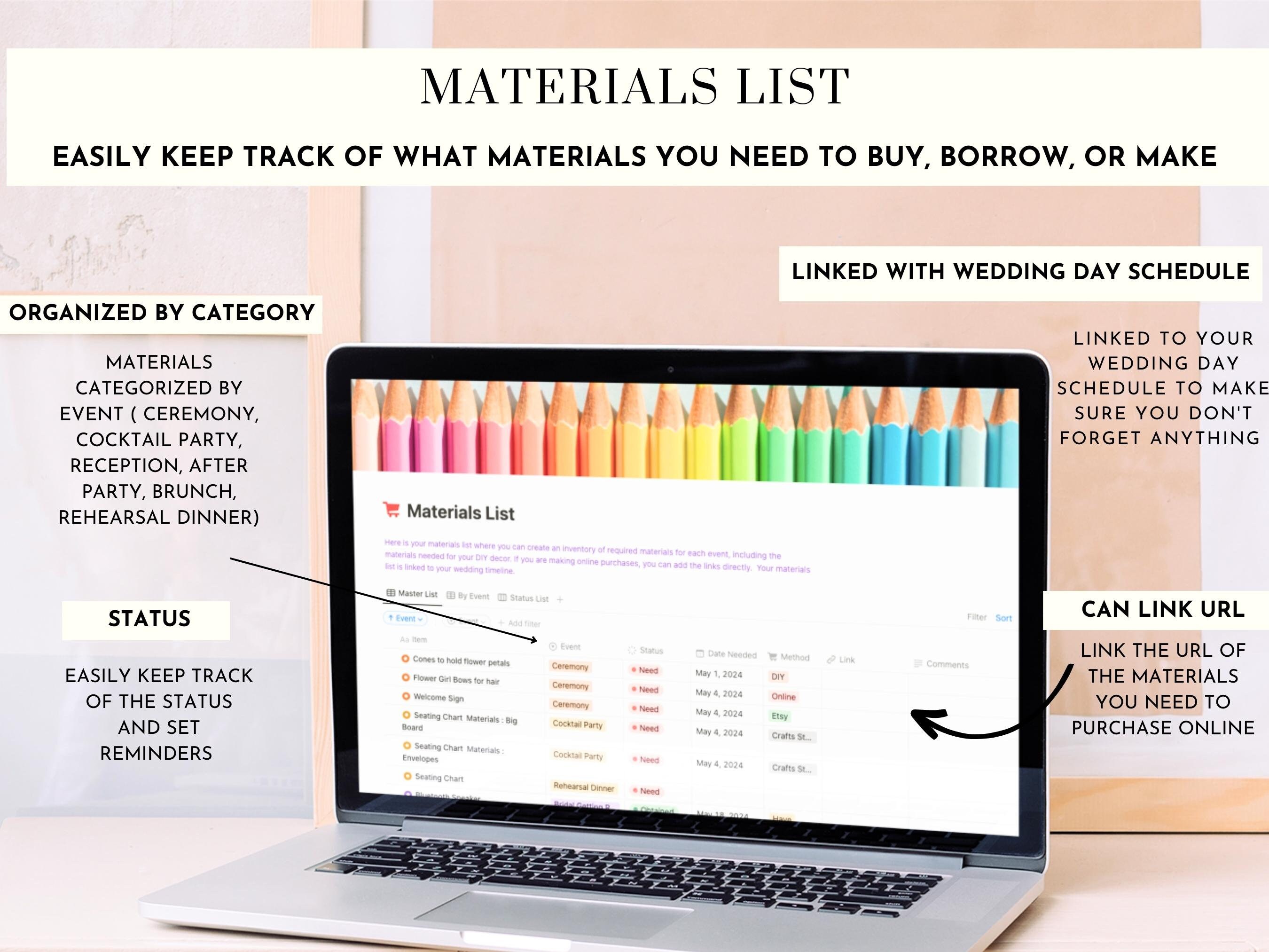 Notion Template Budget Spreadsheet Wedding Planner Book - Etsy