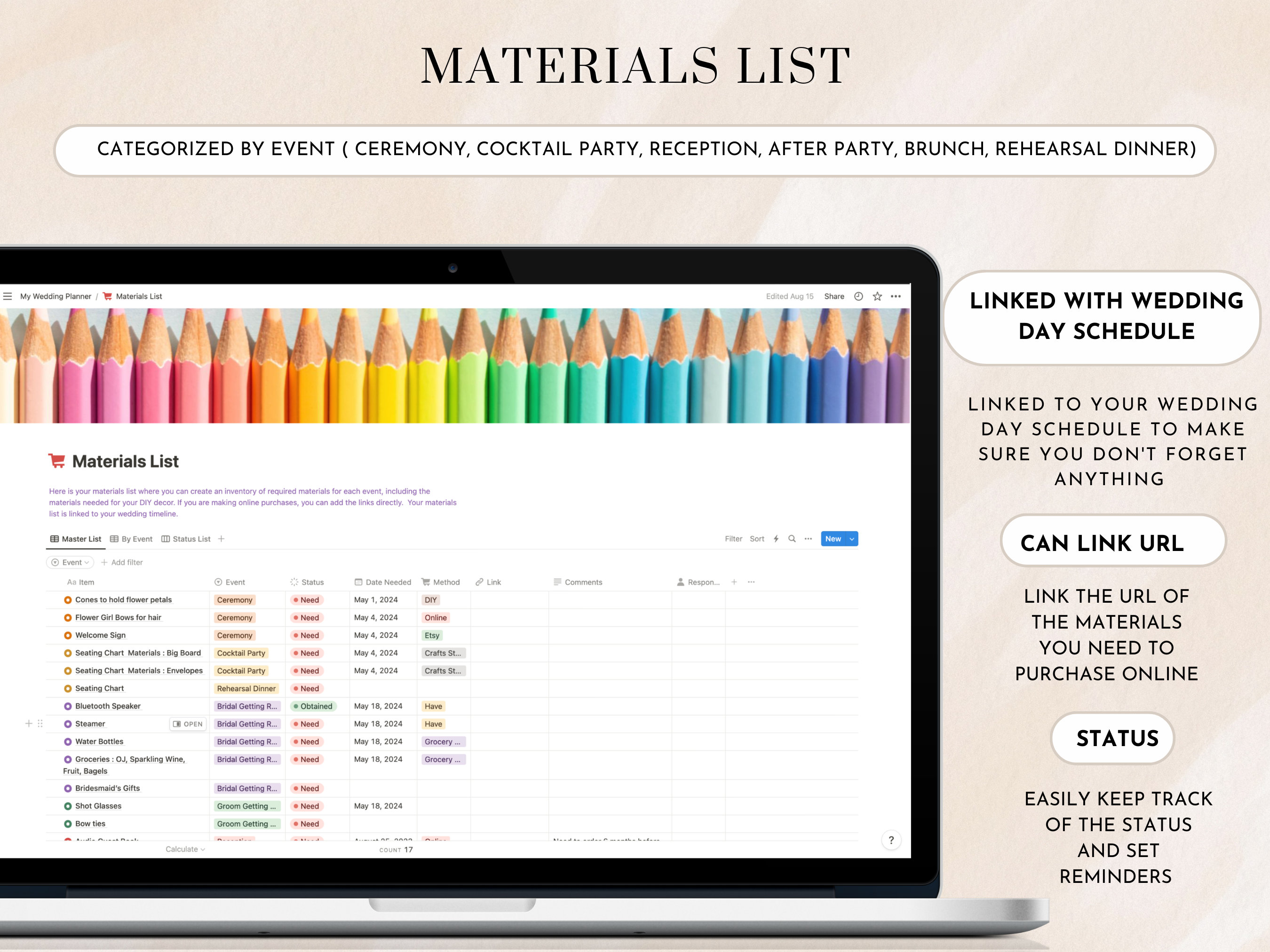 Notion Template Budget Spreadsheet Wedding Planner Book Notion ...