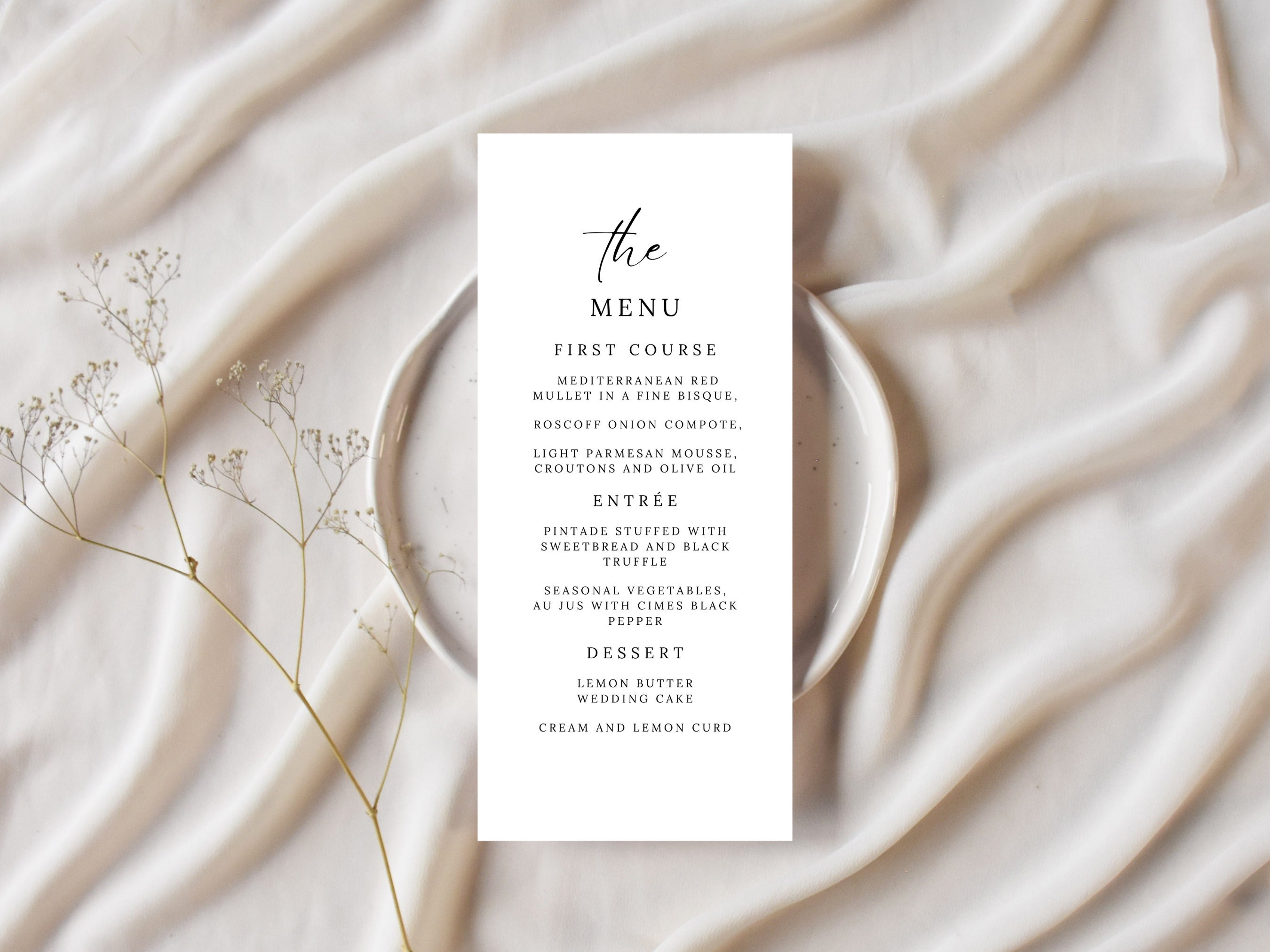 Wedding Menus Wedding Menu Template Menu Template DIY Menu Template ...