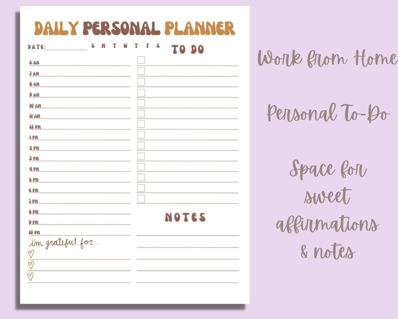 Minimalist Printable Daily Planner Retro Undated Agenda Editable to Do ...