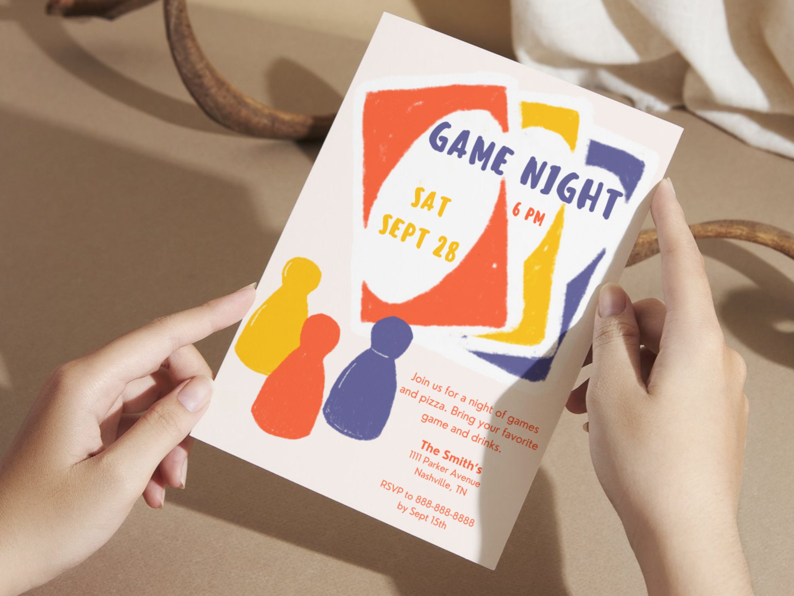 Game Night Invitation: Board Game Party, Editable Template (digital ...