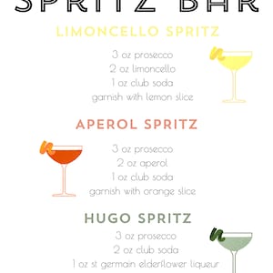 Build Your Own Spritz Bar Sign, Aperol Hugo Limoncello Spritz Station ...