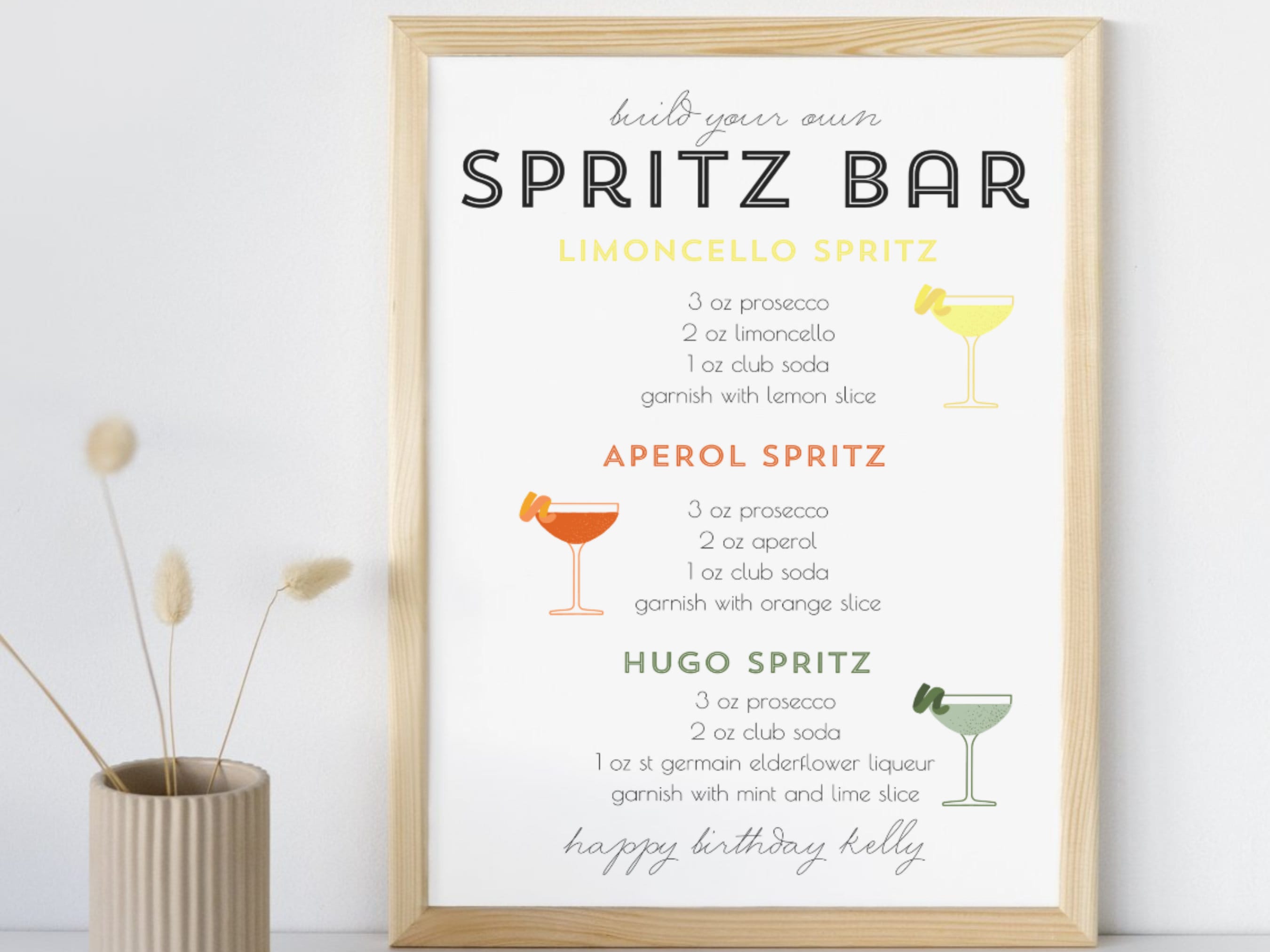 Build Your Own Spritz Bar Sign, Aperol Hugo Limoncello Spritz Station ...