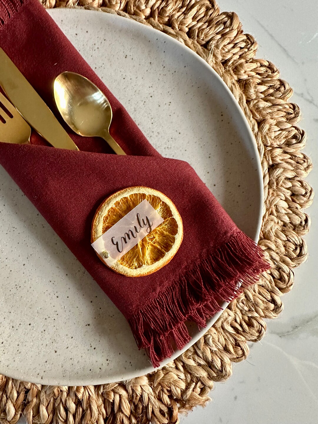 Place Cards Dried Orange Slices Calligraphy Name Cards, Wedding Name ...