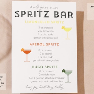 Build Your Own Spritz Bar Sign, Aperol Hugo Limoncello Spritz Station ...