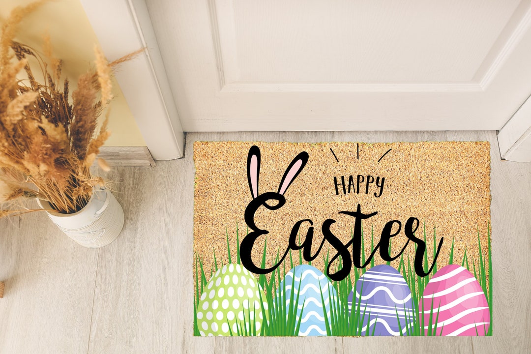 Happy Easter Coir Doormat, Easter Mat for Door, Easter Decorations for ...