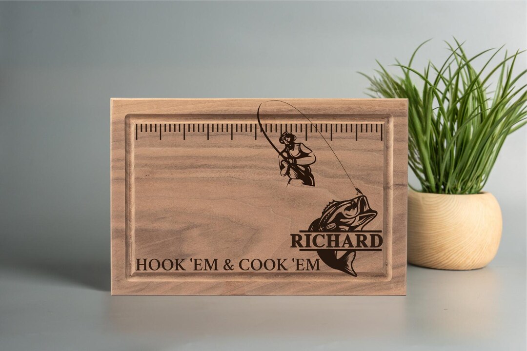 Personalized Fishing Cutting Board, Engraved Fisherman Gift Charcuterie ...