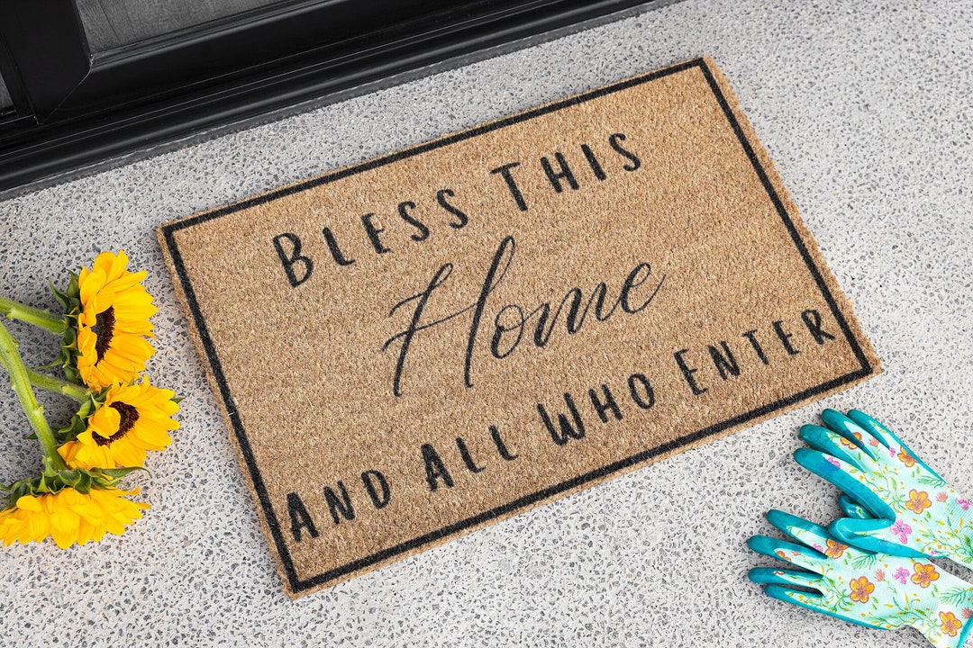 Bless This Home Doormat,religious Home Decor,new Home Gift, Welcome Mat ...