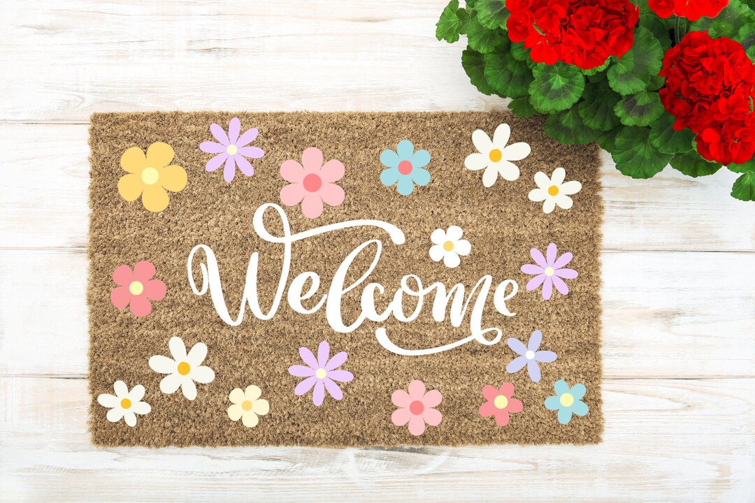 Welcome Spring Coir Doormat, Spring Decor, Spring Doormat, Welcome ...