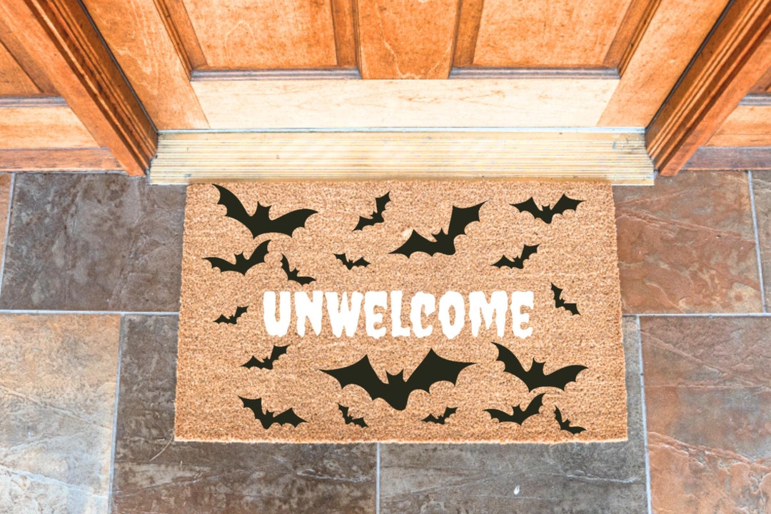 Unwelcome Bat Halloween Door Mat, Mat With Bats, Funny Halloween ...