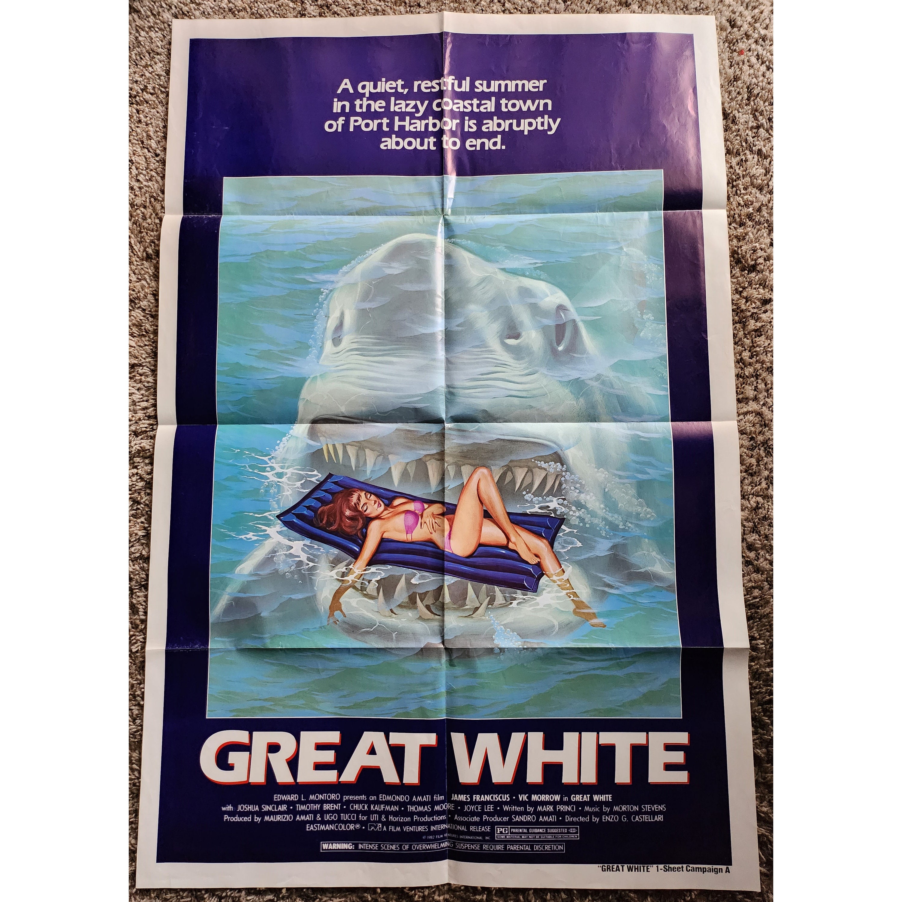 Authentic Movie Theater Posters GREAT WHITE One Sheets 1982 - Shipped ...