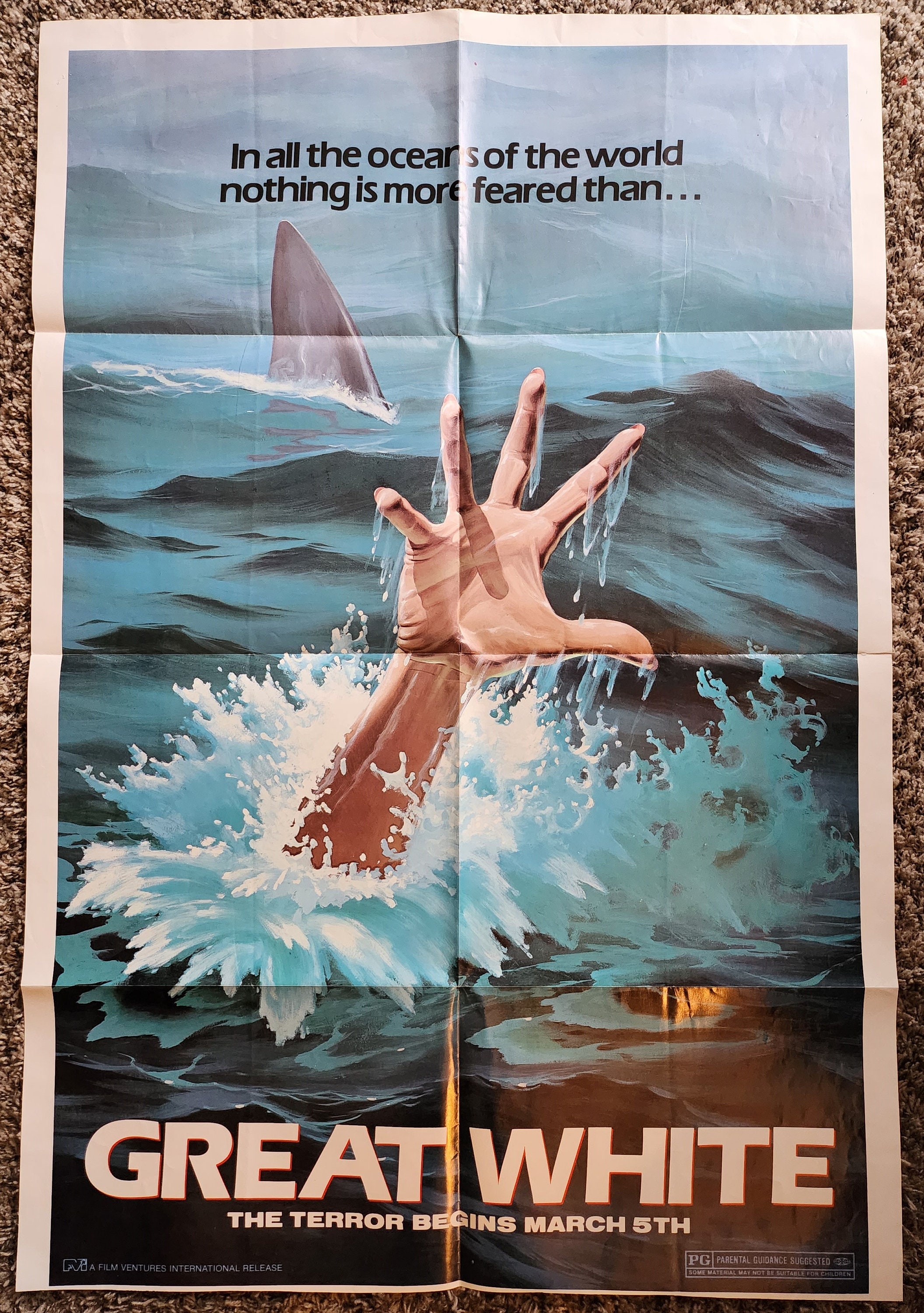 Authentic Movie Theater Posters GREAT WHITE One Sheets 1982 - Shipped ...