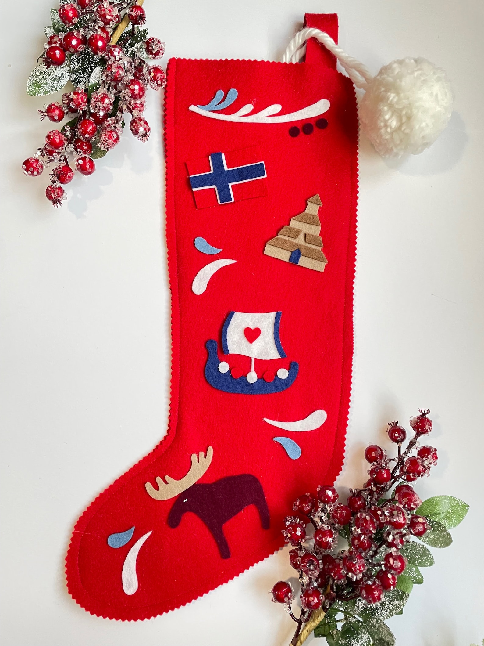 Norwegian Heritage Christmas Stocking, Norway Icons, Custom Handmade ...