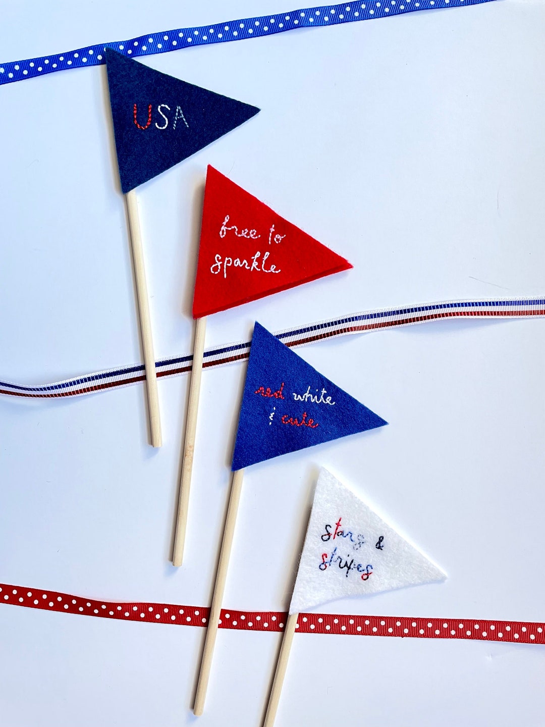 4th of July Mini Felt Flag, Custom Handmade Independence Day Flag ...