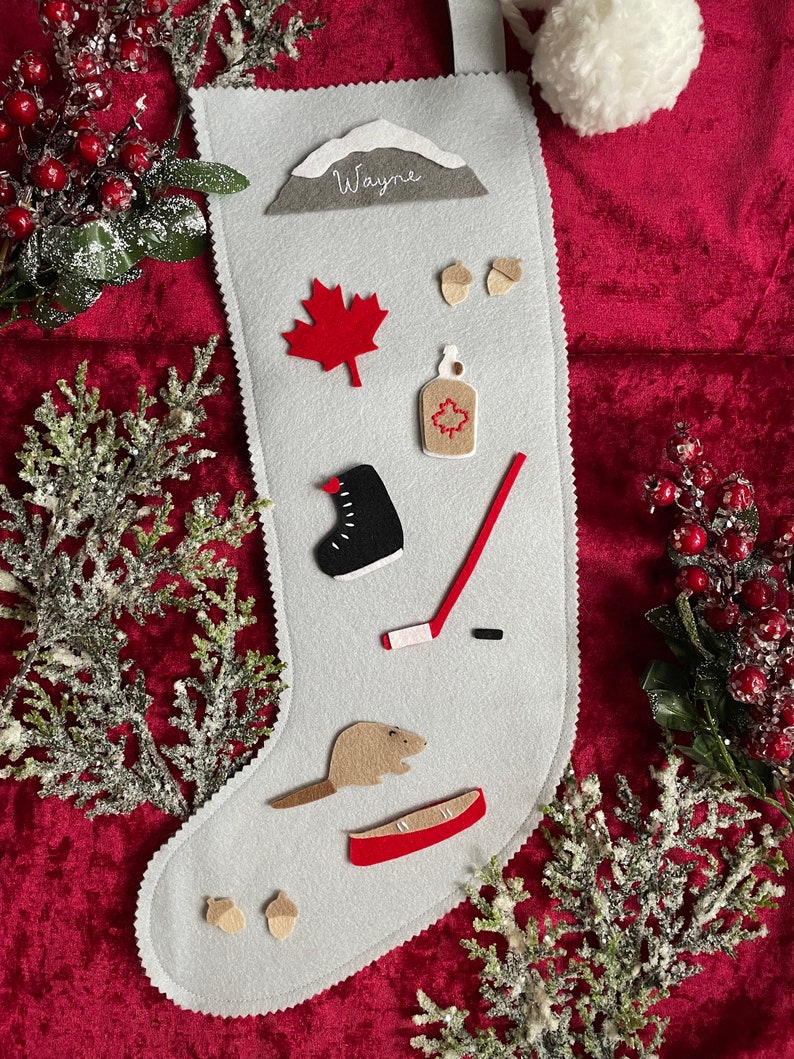 Canadian Heritage Christmas Stocking, Canada Icons, Custom Handmade 100 ...